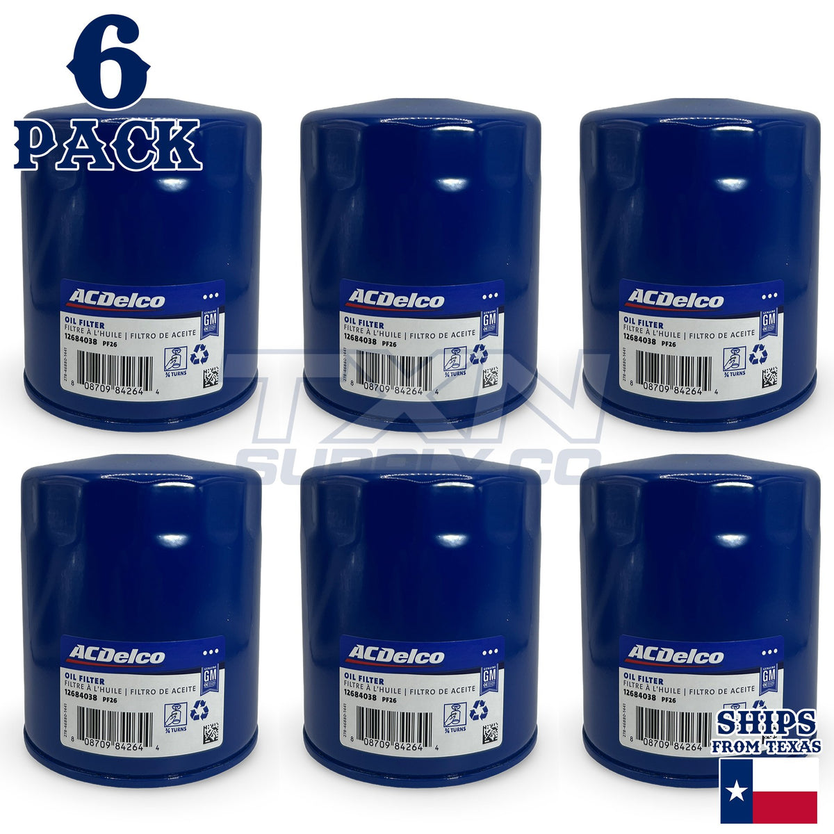 АСDеІсо PF26 PF26F GM Oil Filter 12684038 - 6 Pack — TXN Supply Co